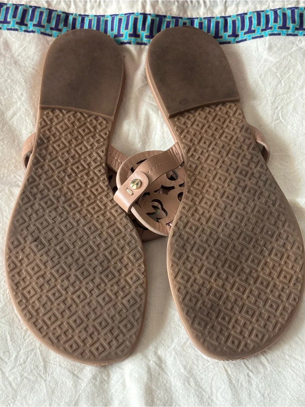 Tory Burch | Shoes | Tory Burch Miller Leather Logo Thong Sandals Size ...